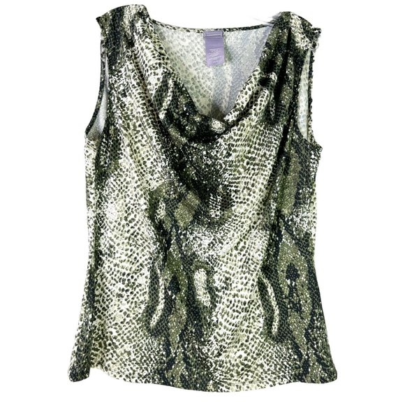 Laura Scott | Tops | Laura Scott Xl Green Black White Snake Animal ...